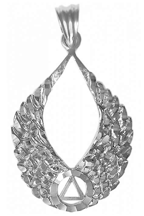 Beautiful Diamond Cut Angel Wings Pendant With Aa Symbol