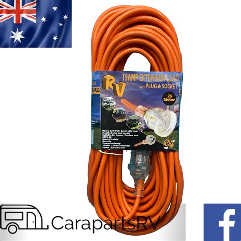 25m X 15a Caravan Extension Lead With Shrouded Plug Heavy Duty
