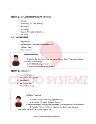 Core Java Training Course Content PDF