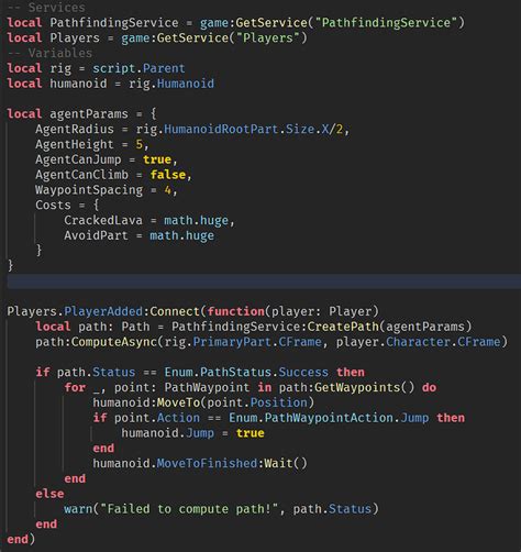 Attempt To Index Nil With Cframe Errorpathfinding Service Scripting