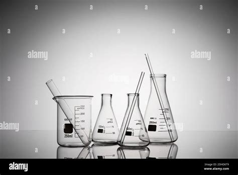 A Closeup Shot Of Transparent Laboratory Flasks Beakers And Tubes Stock Photo Alamy