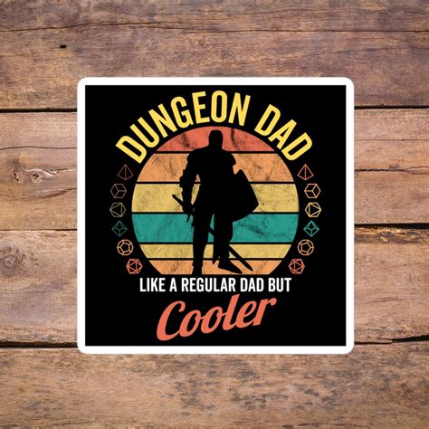 Dnd Dungeon Dad Long 4 X 4 Sticker Dandd Fathers Day Or Birthday T Dungeons And Dragons For Dad