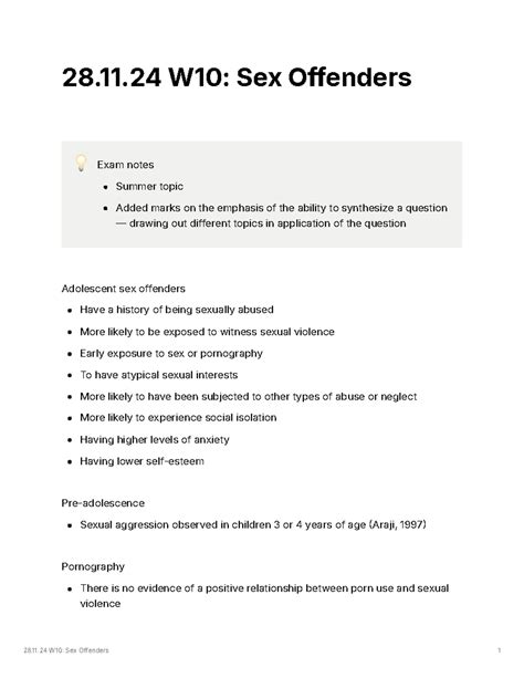 Ps349 Sex Offenders Notes 2811 W10 Sex Offenders 1 2811 W10 Sex