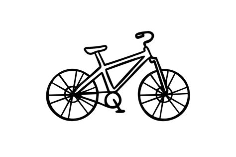 Икона велосипеда нарисованная вручную знак велосипеда выделенный на белом фоне Премиум вектор