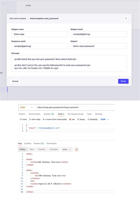 Gateway Time Out Error After Calling Api Auth Forgot Password In Strapi