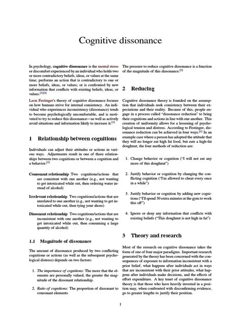 Cognitive Dissonance Pdf Attitude Psychology Cognitive Science