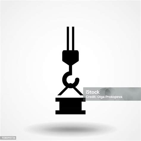 크레인 후크 밧줄에 후크 건물 아이콘 벡터 일러스트 레이 션 플랫 스타일 화물 리프팅 0명에 대한 스톡 벡터 아트 및 기타