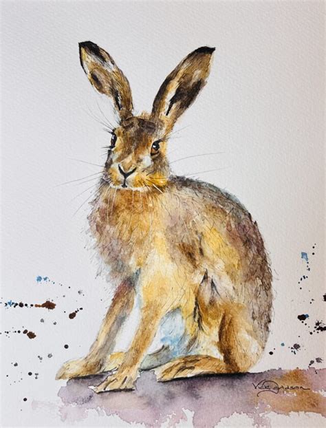 Sitting Hare Original Watercolour Vicki Davidson Artist