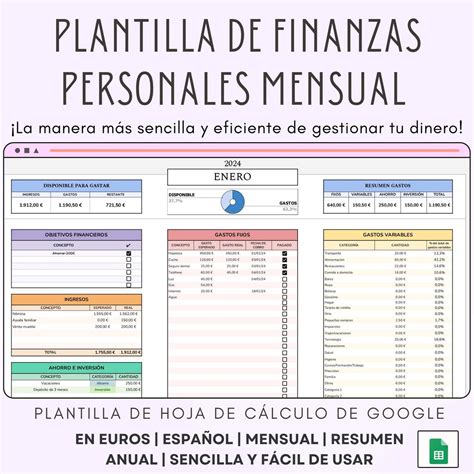 Plantilla Finanzas Personales Mensual Resumen Anual Planificador