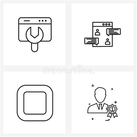 4 Interface Line Icon Set Of Modern Symbols On Development Stop Conversation Sms Avatar