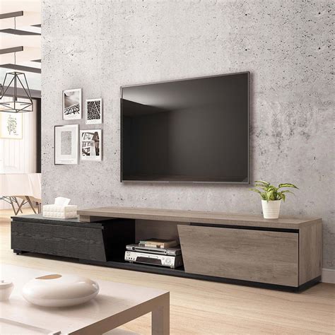 Bernice 伊桑6尺三抽伸縮電視櫃長櫃視聽櫃灰橡色 寬180~250公分 Pchome 24h購物