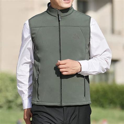 Mens Softshell Fleece Jacket Sleeveless Casual Vests Zipper Pockets