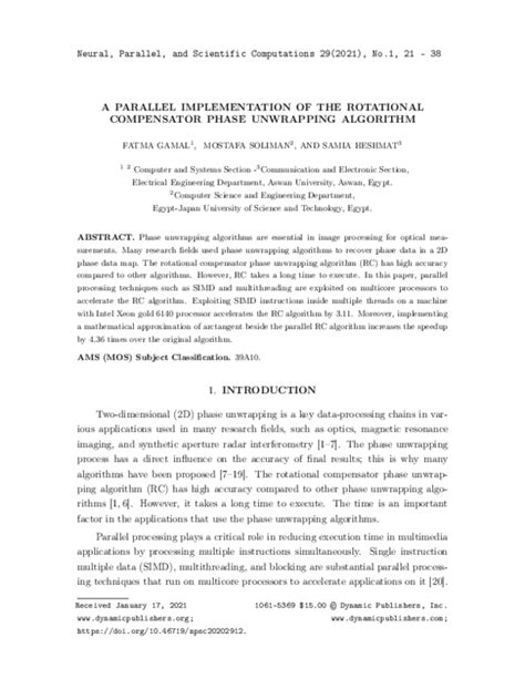 Pdf A Parallel Implementation Of The Rotational Compensator Phase