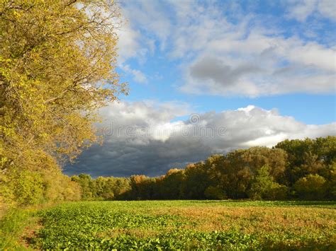 Approaching Cold Front Clouds With Setting Sun Stock Image Image Of