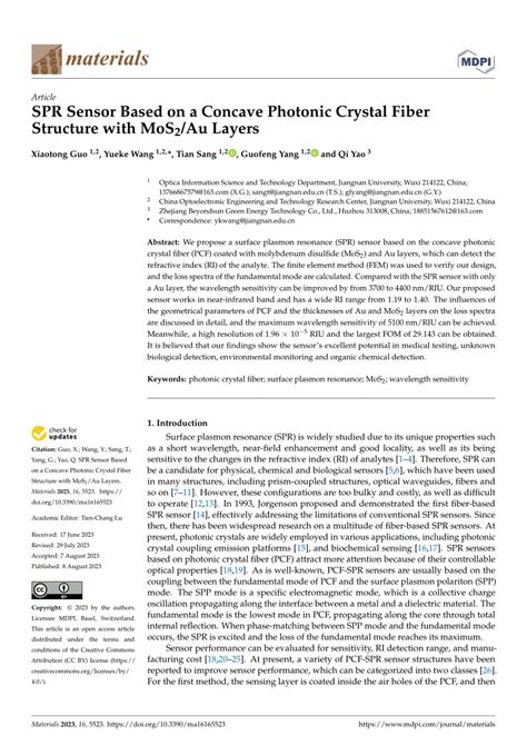 Pdf Spr Sensor Based On A Concave Photonic Crystal Fiber Structure With Mos2 Au Layers