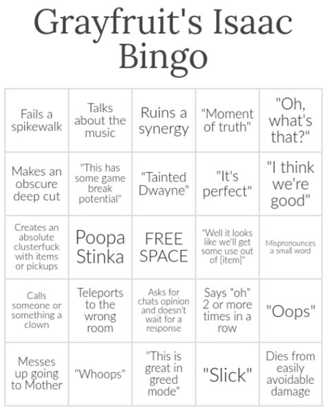 Grayfruit Isaac Bingo R Grayfruit