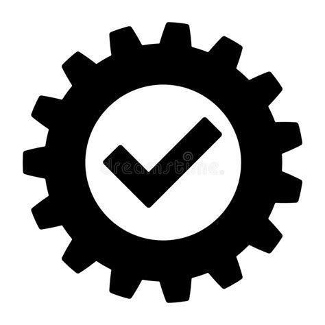 Black Gear With Check Mark Icon Quality Control System Optimization Approval And Settings