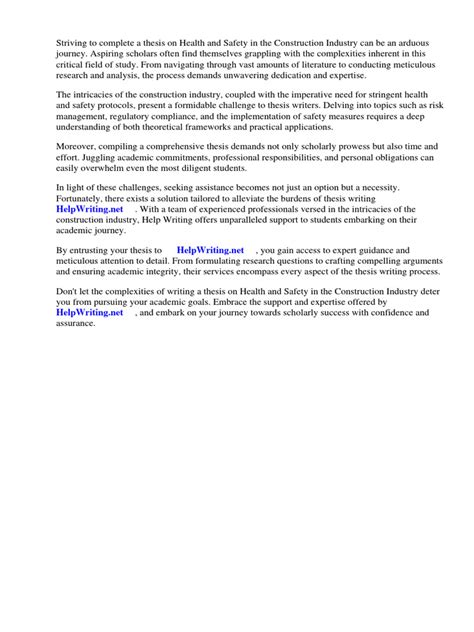 Health And Safety In The Construction Industry Thesis Pdf Occupational Safety And Health Risk