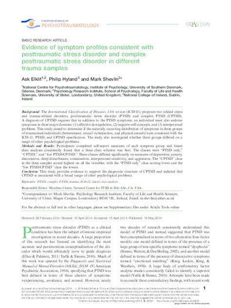 Pdf Evidence Of Symptom Profiles Consistent With Posttraumatic Stress