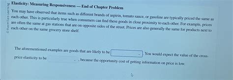 Solved E Elasticity Measuring Responsiveness End Of Chegg