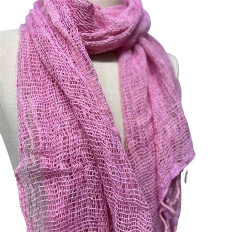 Woven Summer Scarf Bright Pink No8