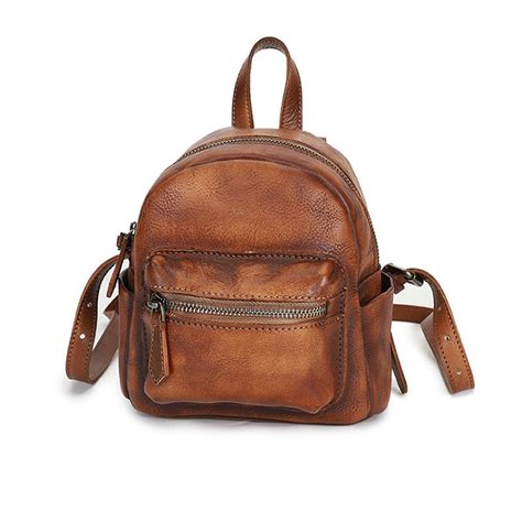 Cute Womens Mini Brown Leather Backpack Purse Book Bag Purses For Wome