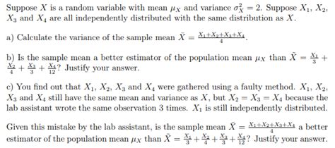 Solved Suppose X Is A Random Variable With Mean μx And
