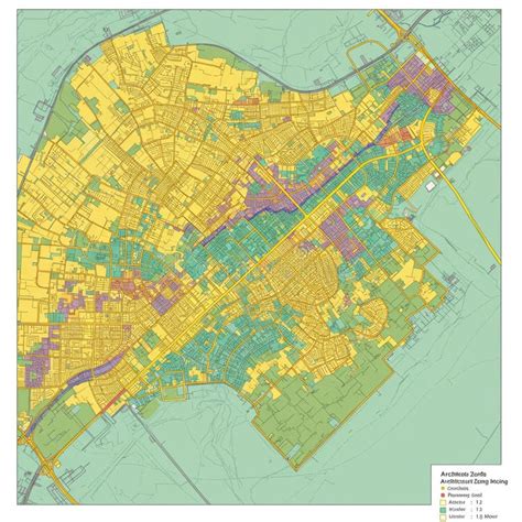 Color Coded Zoning Map Of An Urban Area Depicting Architectural Zoning