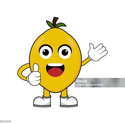 레몬 마스코트 일러스트 벡터입니다 흰색 배경에 고립 된 일러스트 마스코트 감귤류 과일에 대한 스톡 벡터 아트 및 기타 이미지