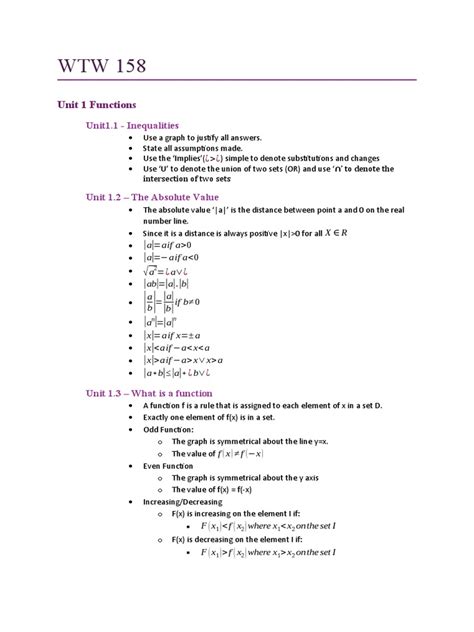 Wtw 158 Calculus 1 Class Notes Pdf Logarithm Function Mathematics
