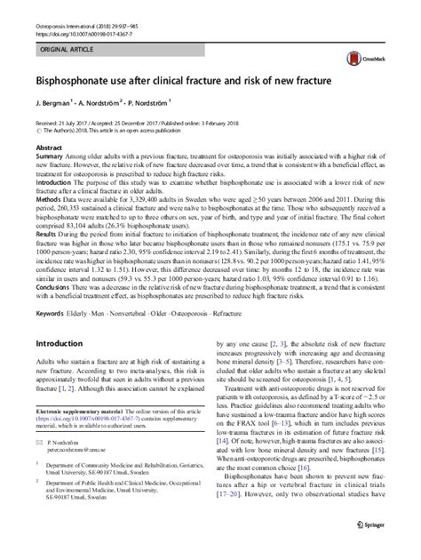 Pdf Bisphosphonate Use After Clinical Fracture And Risk Of New Fracture