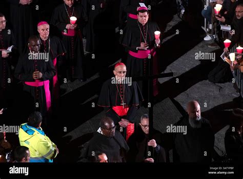 Colosseum Rome Italy 18 April 2025 Cardinal Baldassare Reina Vicar