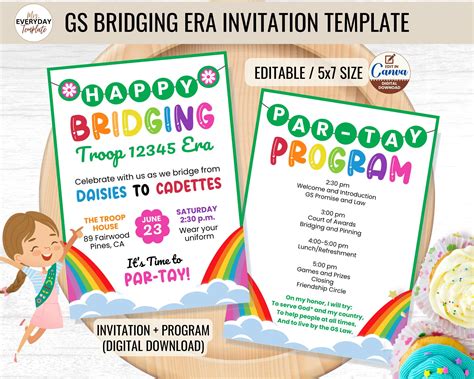 Scout Bridging Ceremony Invites Party Program Editable Graduation