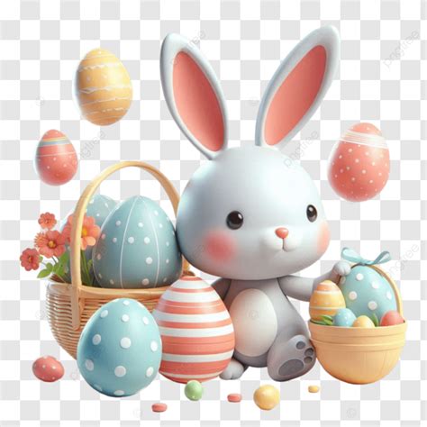 Cute Bunny Draw Egg For Easter Day Easter Easter Bunny Png