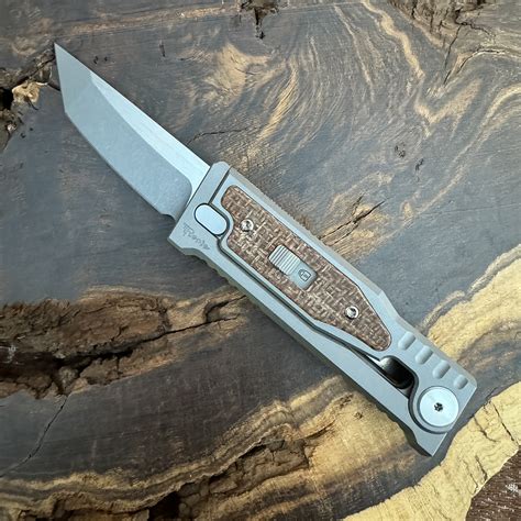 Reate Exo Mini Te Gravity Knife Titanium Handle W Burlap Micarta