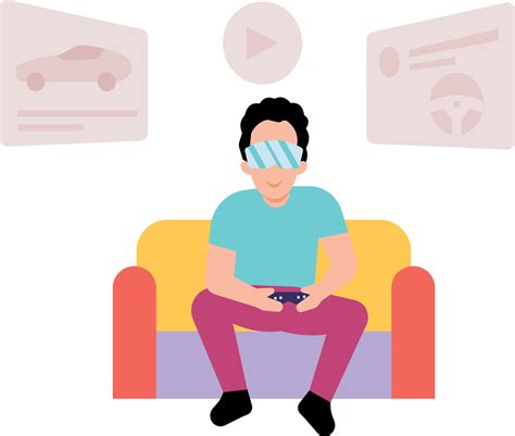 Boy Playing Game Wearing VR Glasses Vector Art At Vecteezy