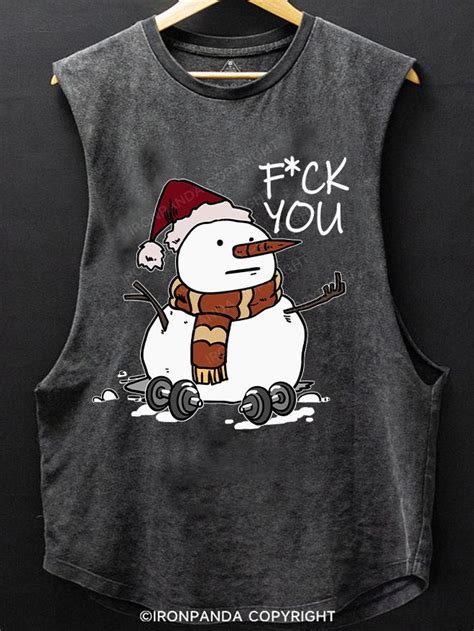 Ironpandafit Fuck You Snowman Scoop Bottom Cotton Tank For Sale