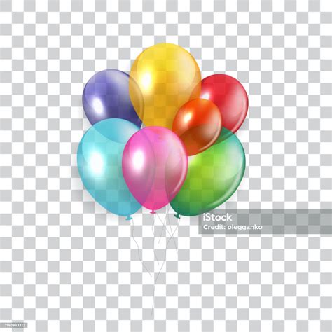 투명 한 배경에 고립 된 풍선 광택 행복 생일 개념 벡터 일러스트 개념에 대한 스톡 벡터 아트 및 기타 이미지 개념 기