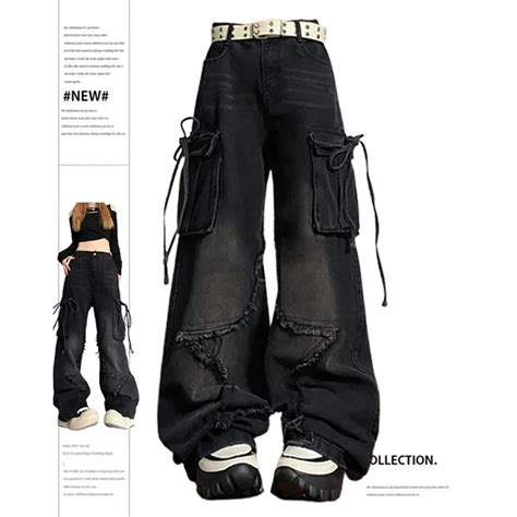 Pantalones Vaqueros Holgados De Estilo G Tico Para Mujer Jeans Cargo De