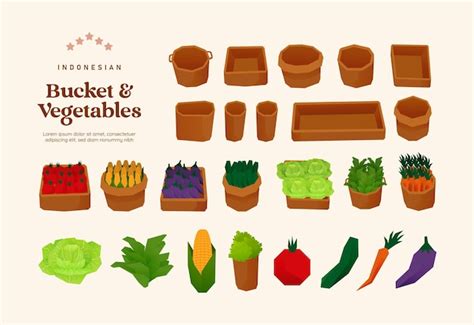 Premium Vector Isolated Farmer Bucket And Vegetables Flat Design