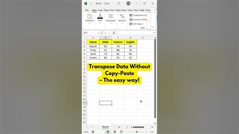 Excel Hack You Didnt Know 🔥 Transpose Data Like A Pro Excelshorts Excel Excelhacks Youtube