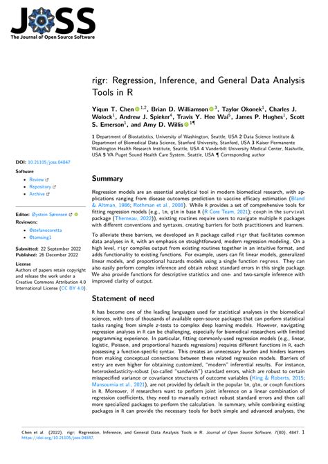Pdf Rigr Regression Inference And General Data Analysis Tools In R