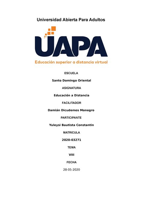 Presentacion Uapa 2docx Tarea Viii De Ed A Distancia Universidad