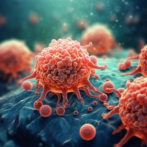 Premium Photo 3d Rendered Photo Medical Concept Of Cancer Cell Closeup Under Abstract Microscope