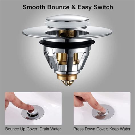 Buy Wash Basin Bounce Filter Pop Up Drain Stopper Push Type Sink Drain