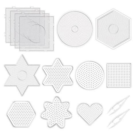 15 Pcs 5 Mm Fuse Beads Pegboards Plastic Fuse Bead Boards Large Clear