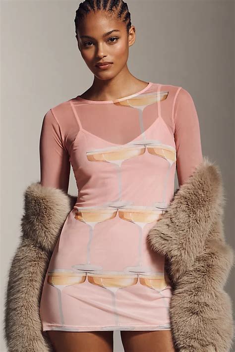 Never Fully Dressed Long Sleeve Mesh Mini Dress Anthropologie