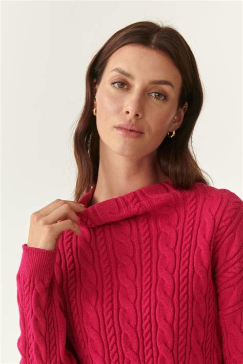 Ladies Turtleneck Sweater Wenwena 1 Cutting Oversize Color Raspberry