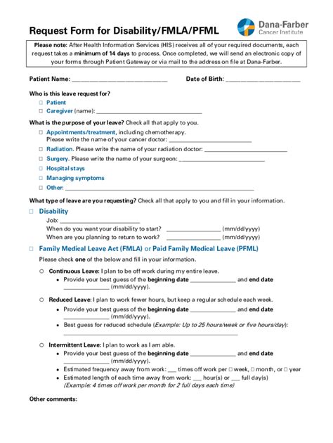 Fillable Online Request Formdisability Fmla Pfml Disability Fmla Pfml Request Form Fax Email