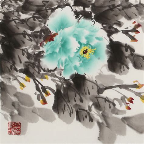河南美协会员 王伟宁 四尺斗方《花香醉人》 牡丹画 99字画网